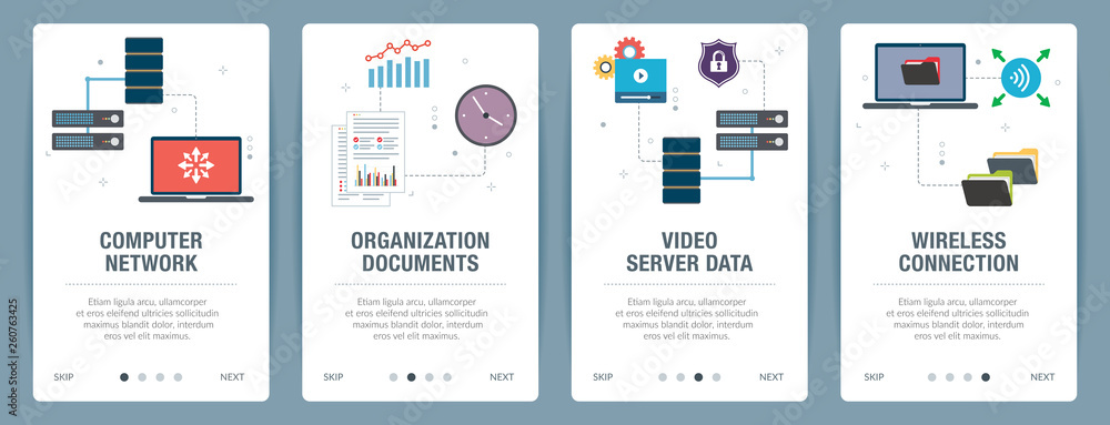 Banner set with icons for internet on websites or app templates with ...