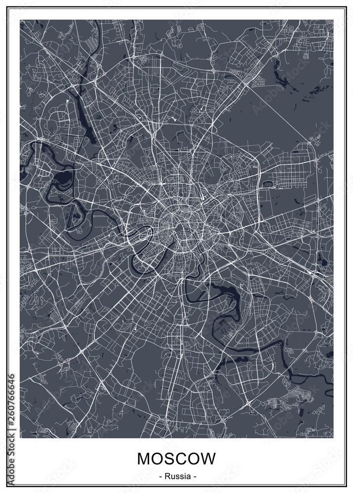 map of the city of Moscow, Russia Stock Vector | Adobe Stock