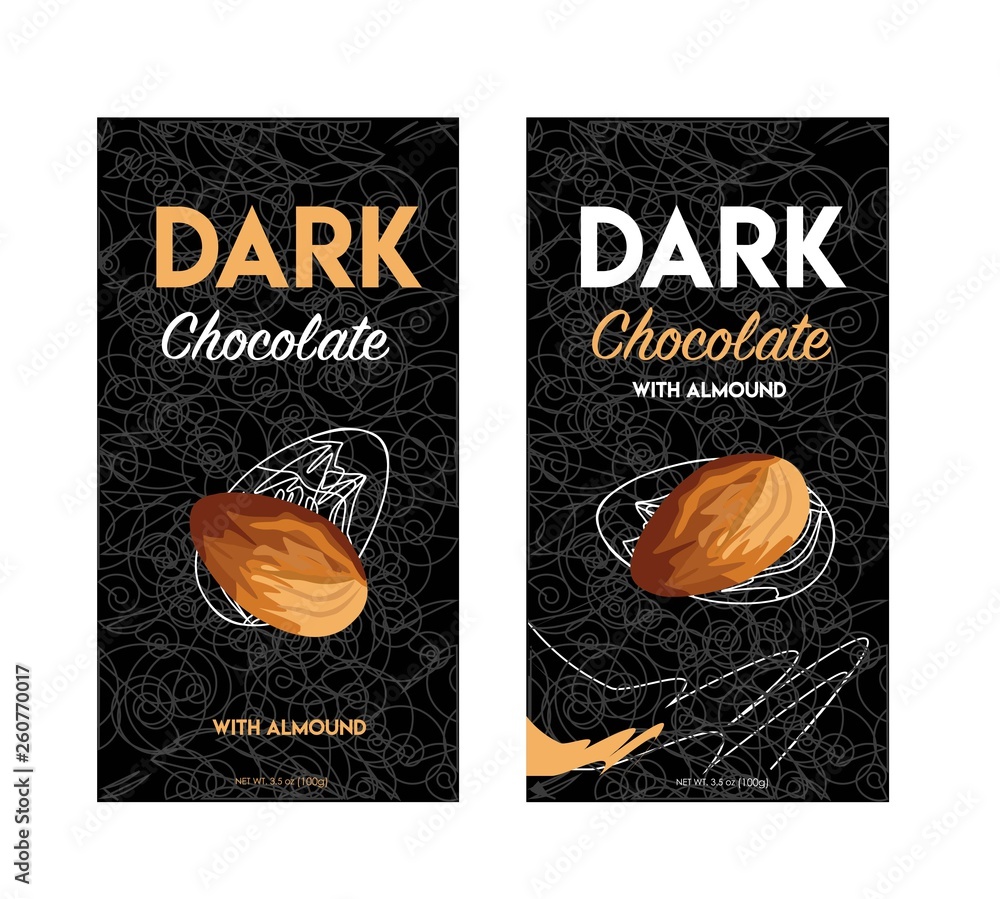Packaging design chocolate. Vector illustration. Pack design dark ...