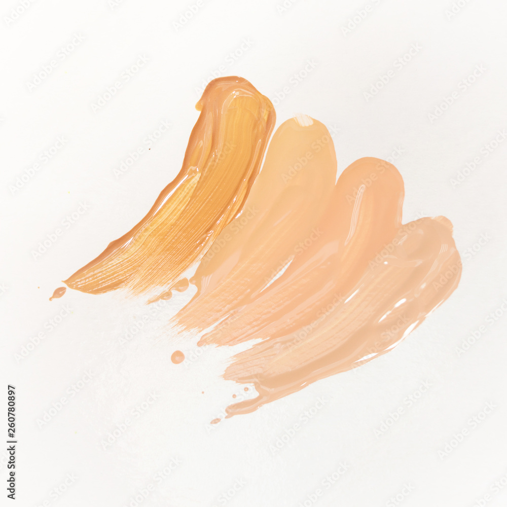 Foundation cream drops and smears of different shades for different ...