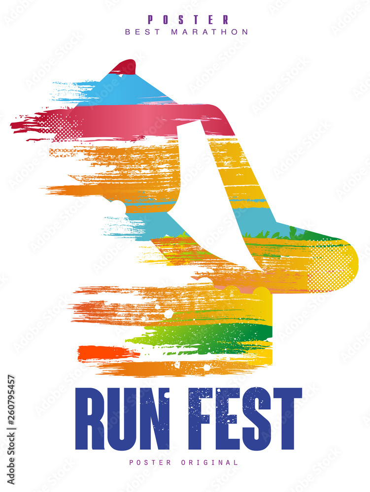 Run fest poster template for sport event, marathon, championship, can ...