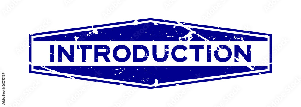 Grunge Blue Introduction Word Hexagon Rubber Seal Stamp On White Background Stock Vector Adobe