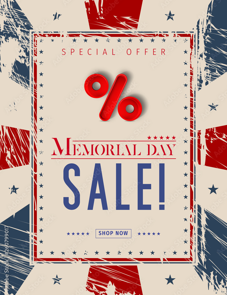 Banner for Memorial day sale design. Memorial day sign on a dark blue ...