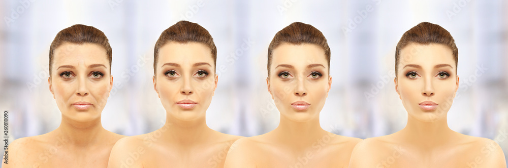 Aging process.Age changes.Aging.Woman of different ages-60,50,40,30 ...