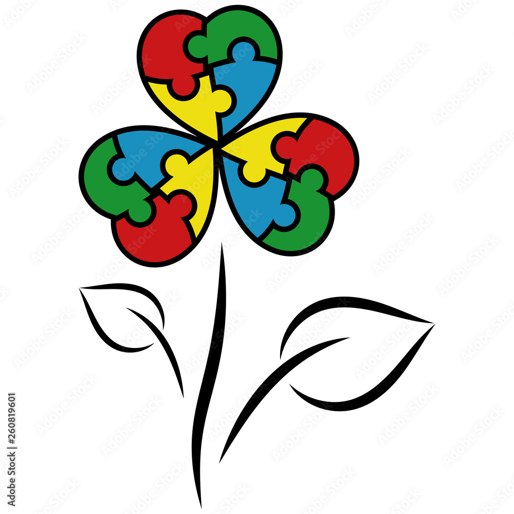 Autism symbol with flower puzzle pieces Stock Illustration | Adobe Stock