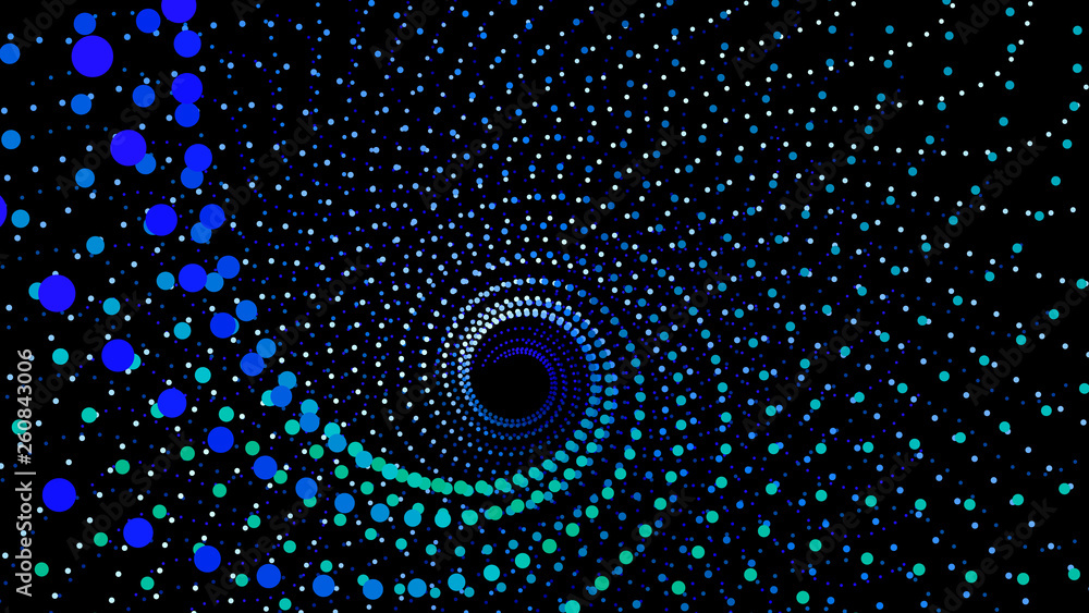 Swirl from dots structure 3d sea. Infinity funnel. Stock Vector | Adobe ...