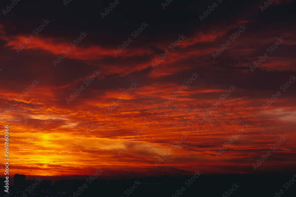 Fiery red blood vampire dawn. Amazing warm dramatic fire blue dark ...
