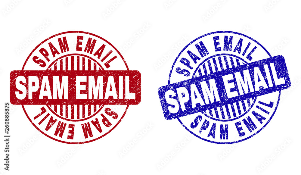 Grunge SPAM EMAIL round stamp seals isolated on a white background ...