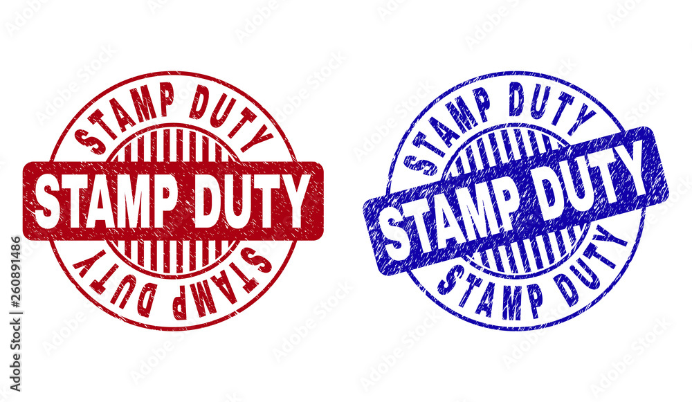 Grunge STAMP DUTY round stamp seals isolated on a white background ...