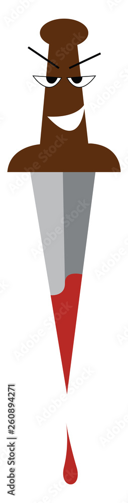 Blood is dripping from an angry faced metal sword vector color drawing ...