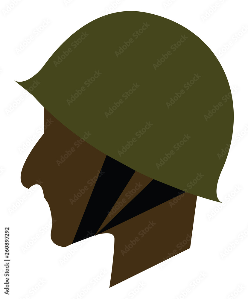 Side view of a soldier's face wearing a military hard hat vector color ...