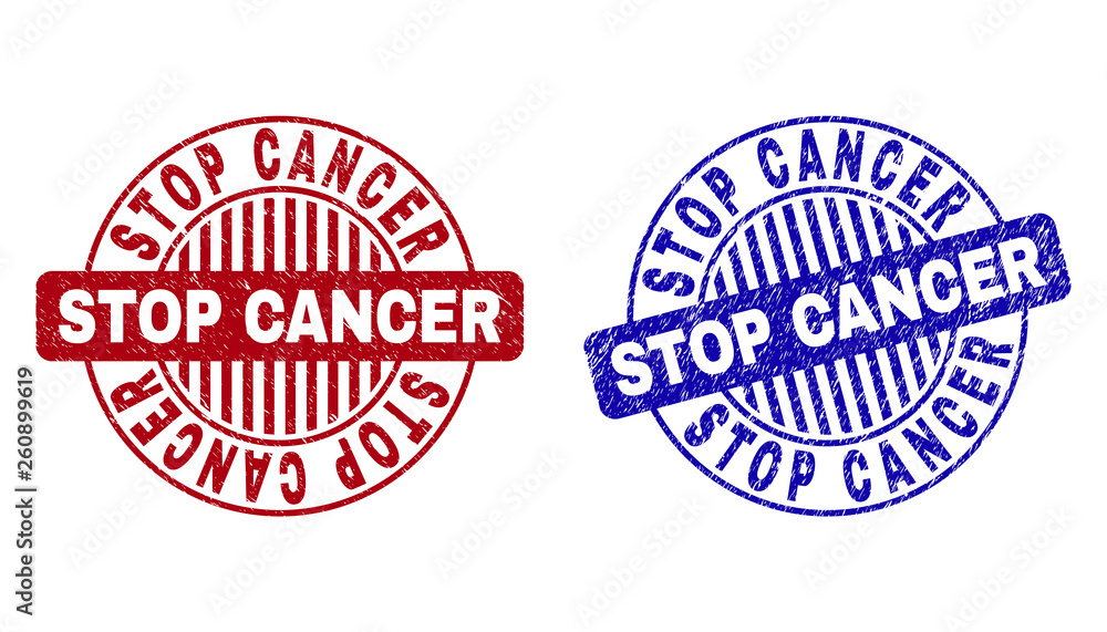 Grunge STOP CANCER round stamp seals isolated on a white background ...