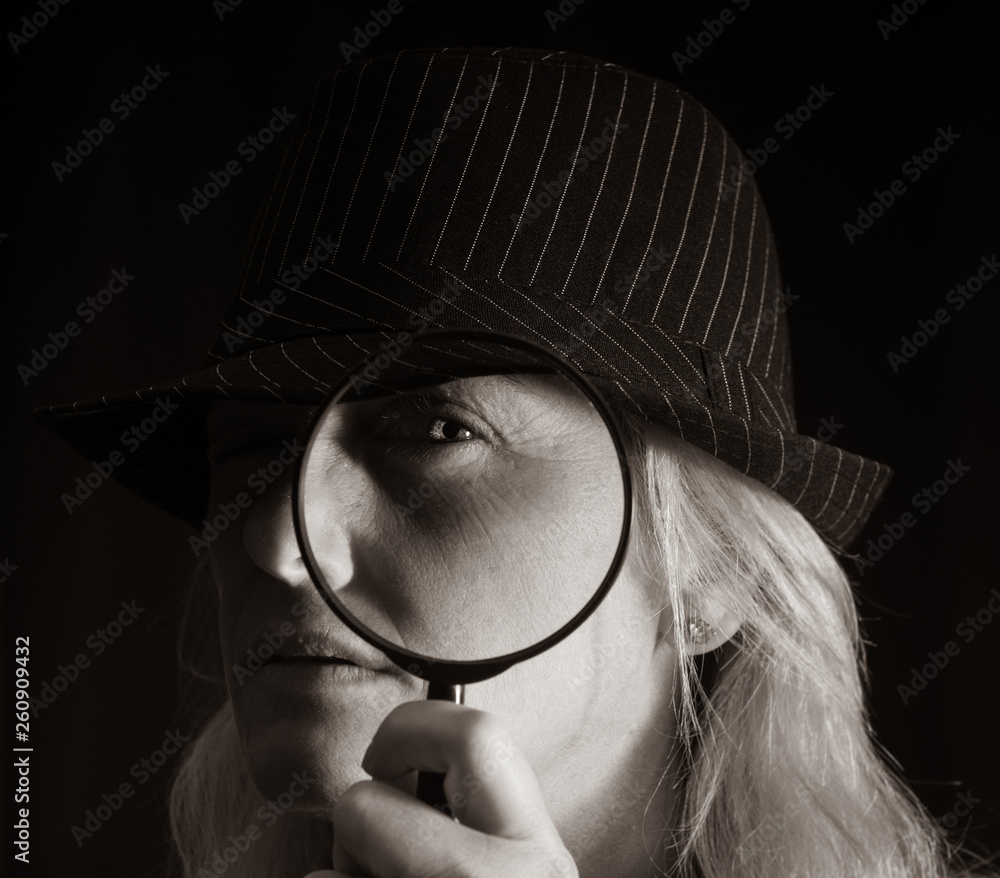 Female Detective Magnifying Glass