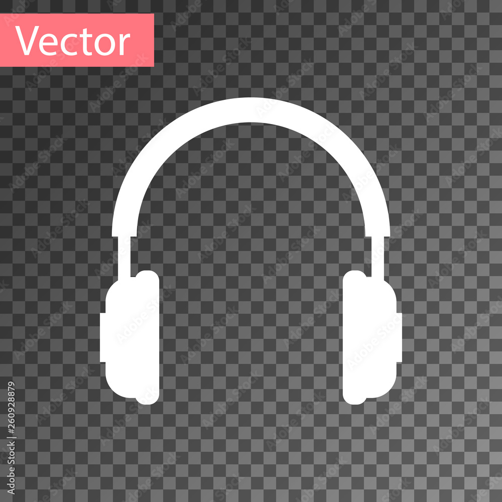 White Headphones icon isolated on transparent background. Earphones ...