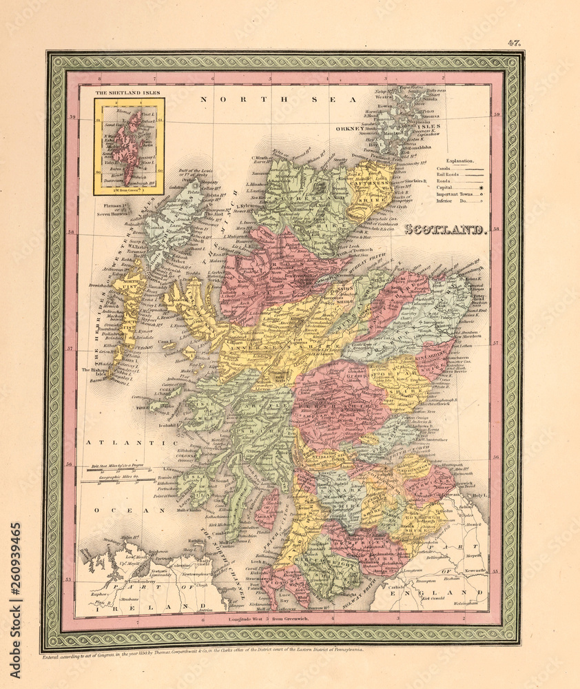 Old map. Engraving image Stock Illustration | Adobe Stock