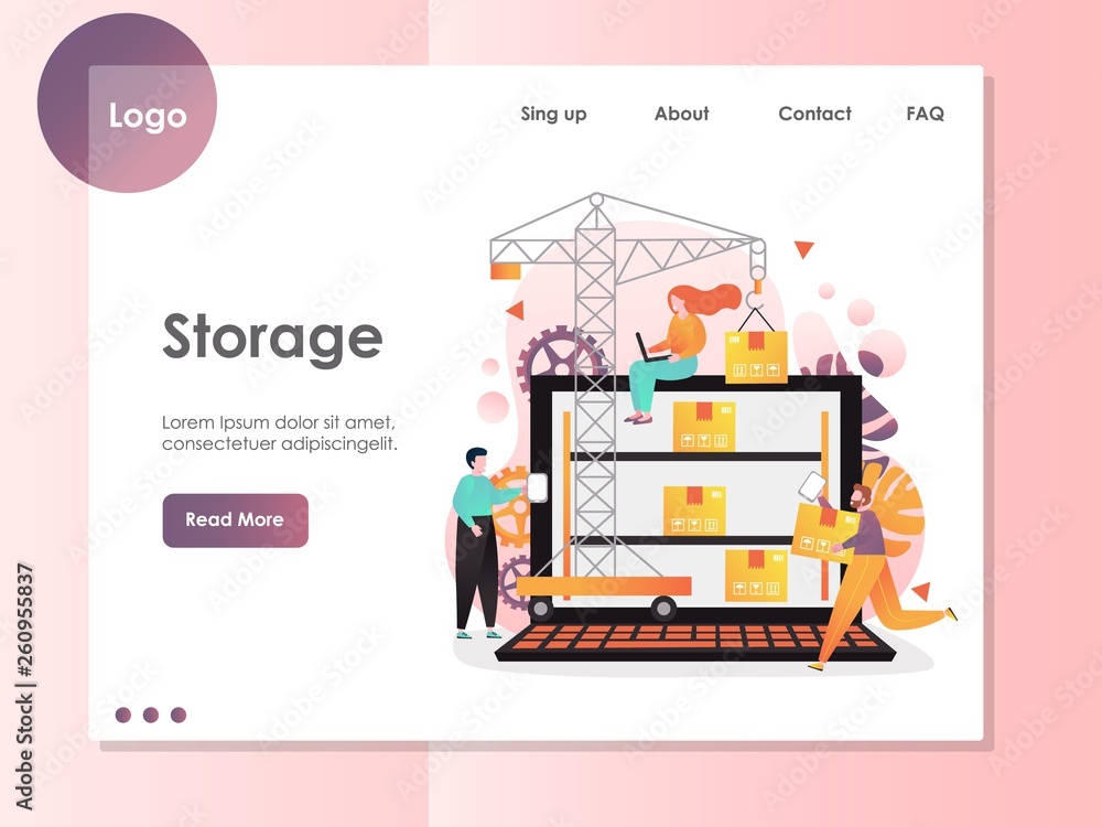 Storage vector website landing page design template Stock Vector ...