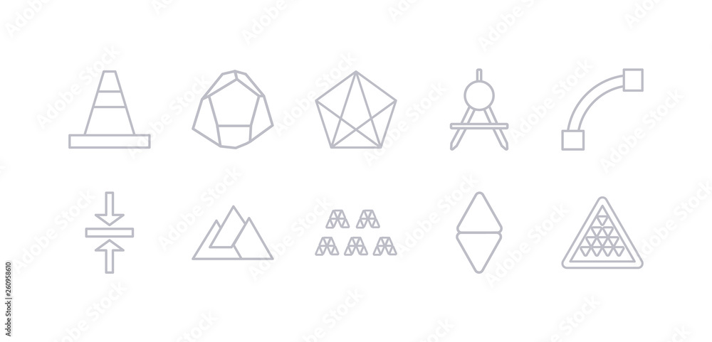 simple gray 10 vector icons set such as triangle of triangles ...