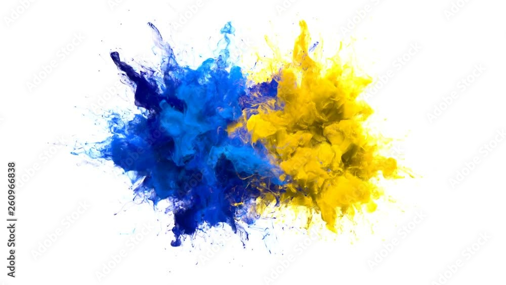 Blue Yellow Color Burst - Multiple colorful smoke powder explosion ...
