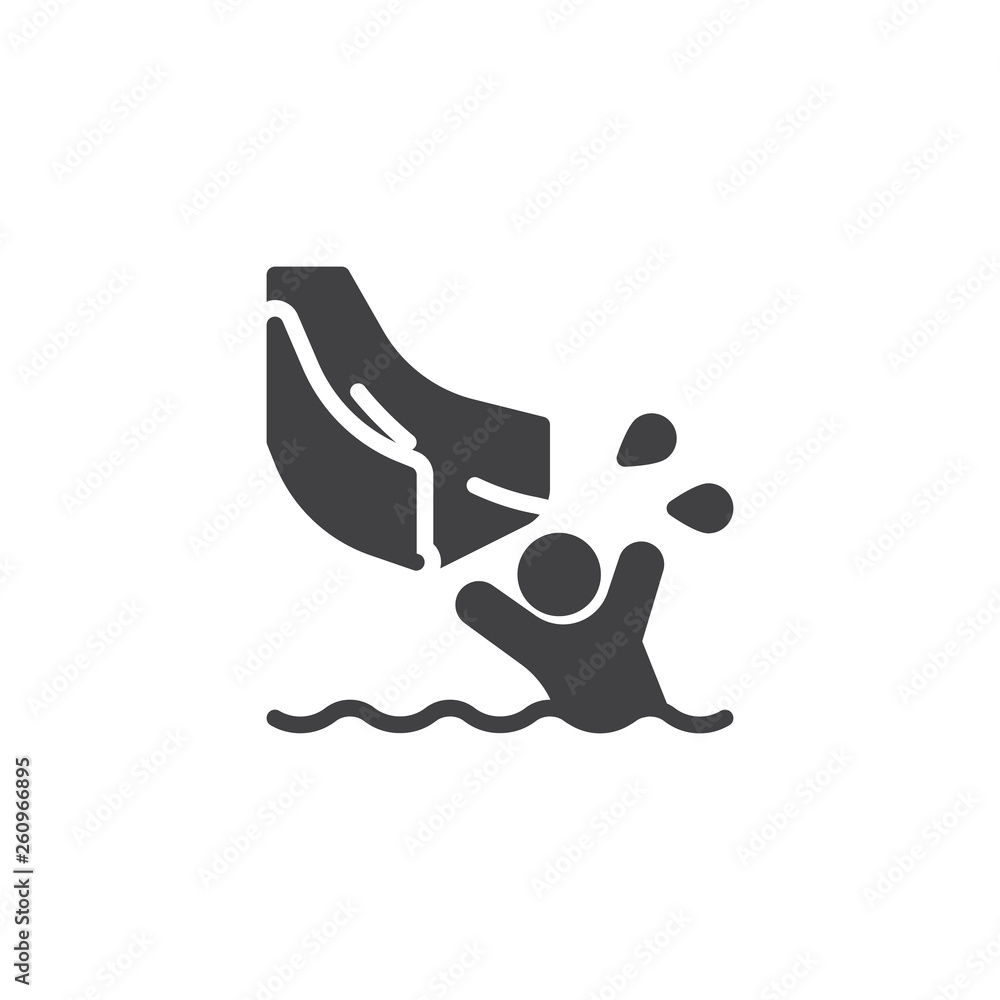 Splashing into swimming pool vector icon. filled flat sign for mobile ...