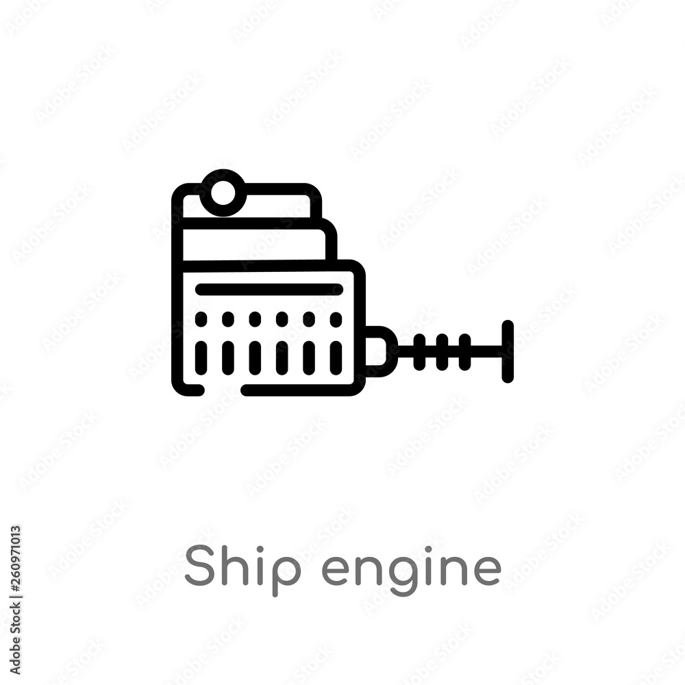 outline ship engine vector icon. isolated black simple line element ...