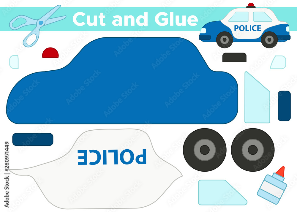 Educational paper game for preschool children. Cut and glue cartoon ...