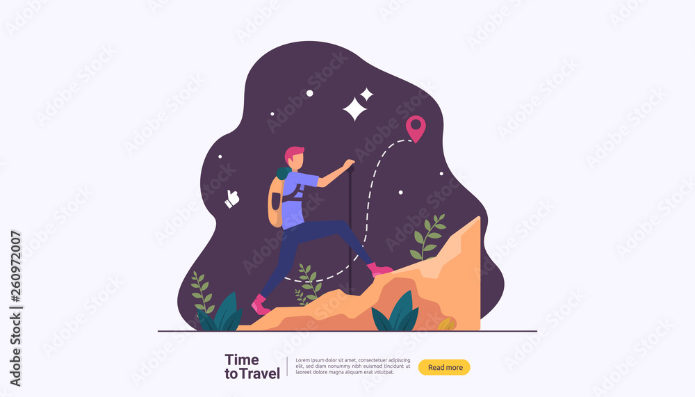 backpacker travel adventure concept. outdoor vacation recreation in ...