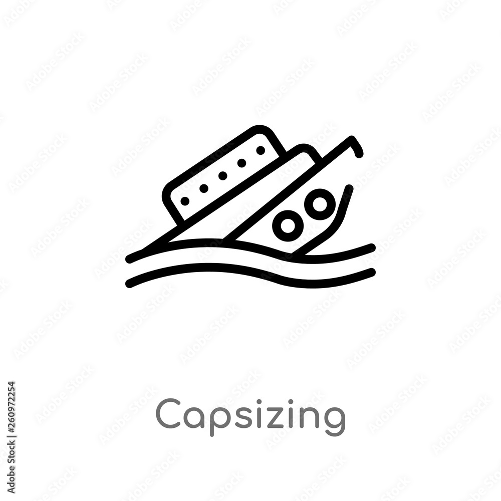 outline capsizing vector icon. isolated black simple line element ...