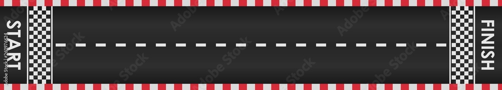 Racing road background with red checkered borders. Race track with ...