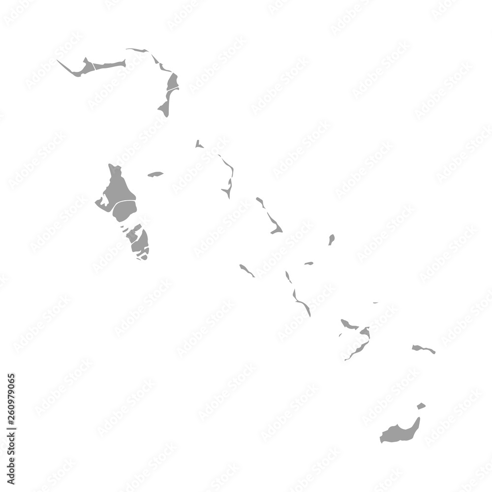 Bahamas map on White background vector, Bahamas Map Outline Shape Gray ...