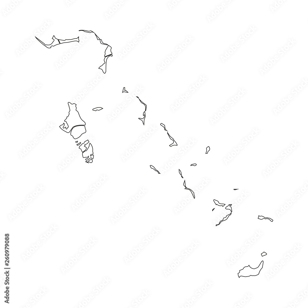 The Bahamas - solid black outline border map of country area. Simple ...