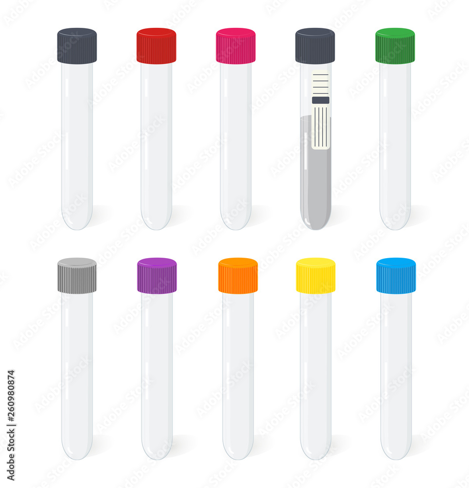 Colorful vacutainer for blood analisis. Vector illustration. Stock ...