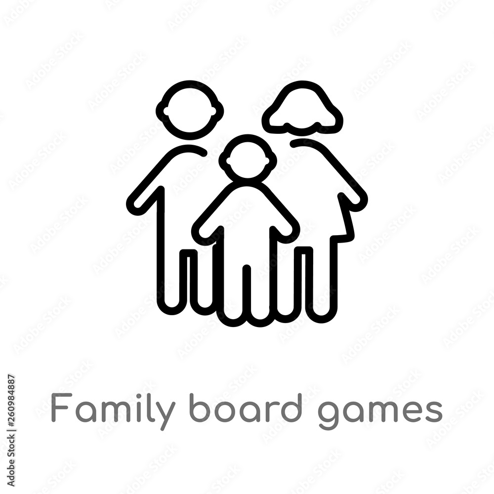 outline family board games vector icon. isolated black simple line ...