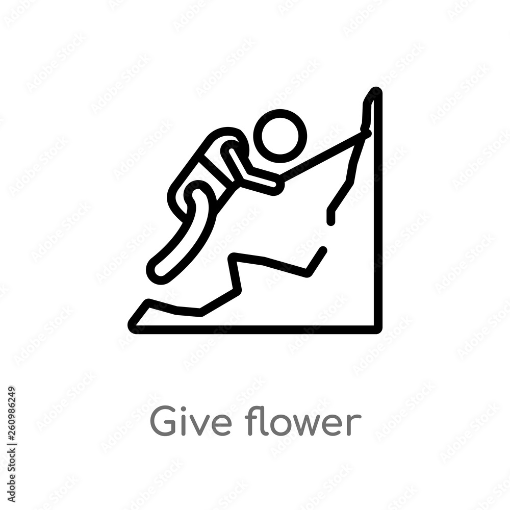 outline give flower vector icon. isolated black simple line element ...