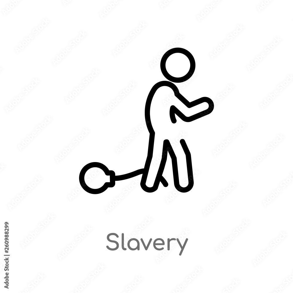 outline slavery vector icon. isolated black simple line element illustration from political ...