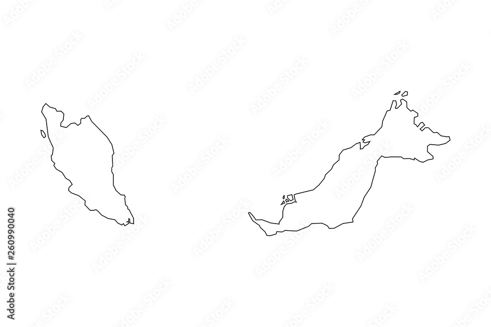 Map of Malaysia - outline. Silhouette of Malaysia map Stock Vector ...