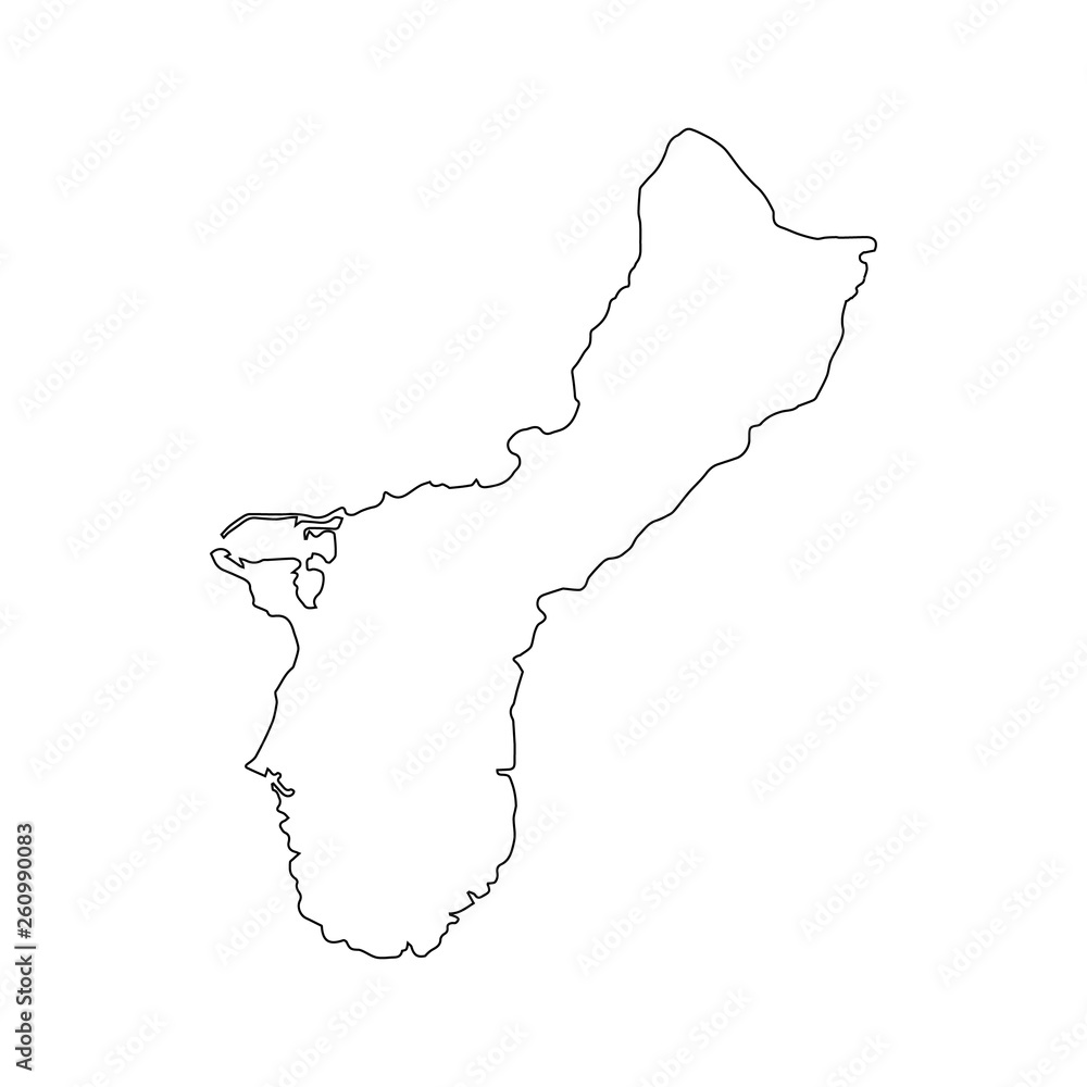 Territory of Guam map of black contour curves of Stock Vector | Adobe Stock