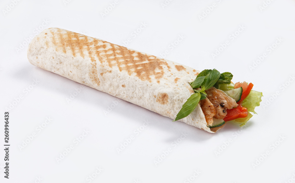 shawarma on a white background Stock Photo | Adobe Stock