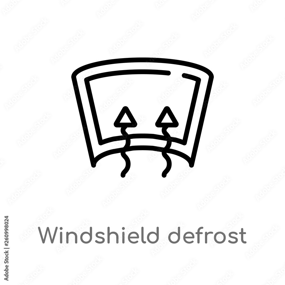 outline windshield defrost vector icon. isolated black simple line ...