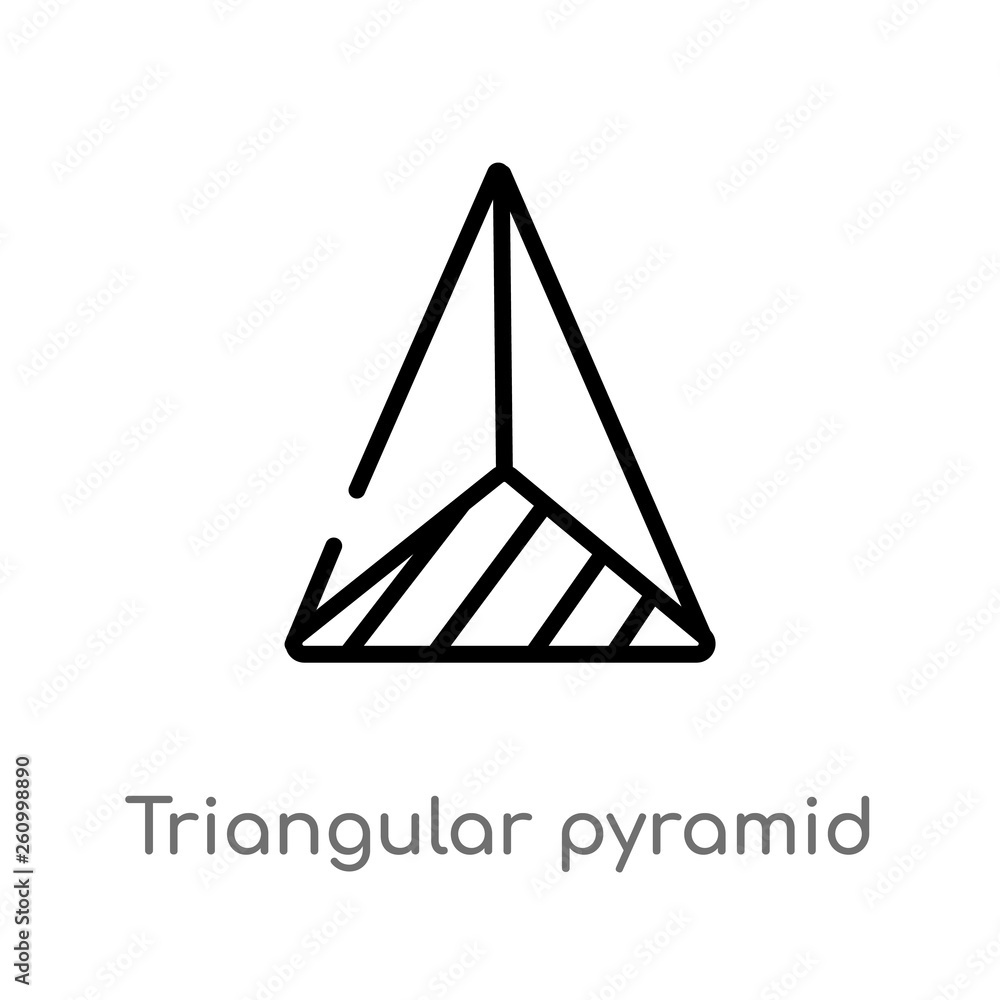 outline triangular pyramid from top view vector icon. isolated black ...