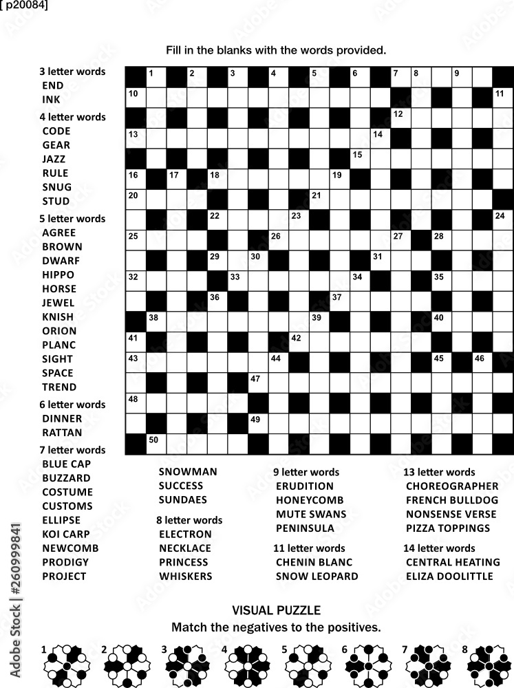 Puzzle page with two puzzles: 19x19 criss-cross (kriss-kross, fill in ...