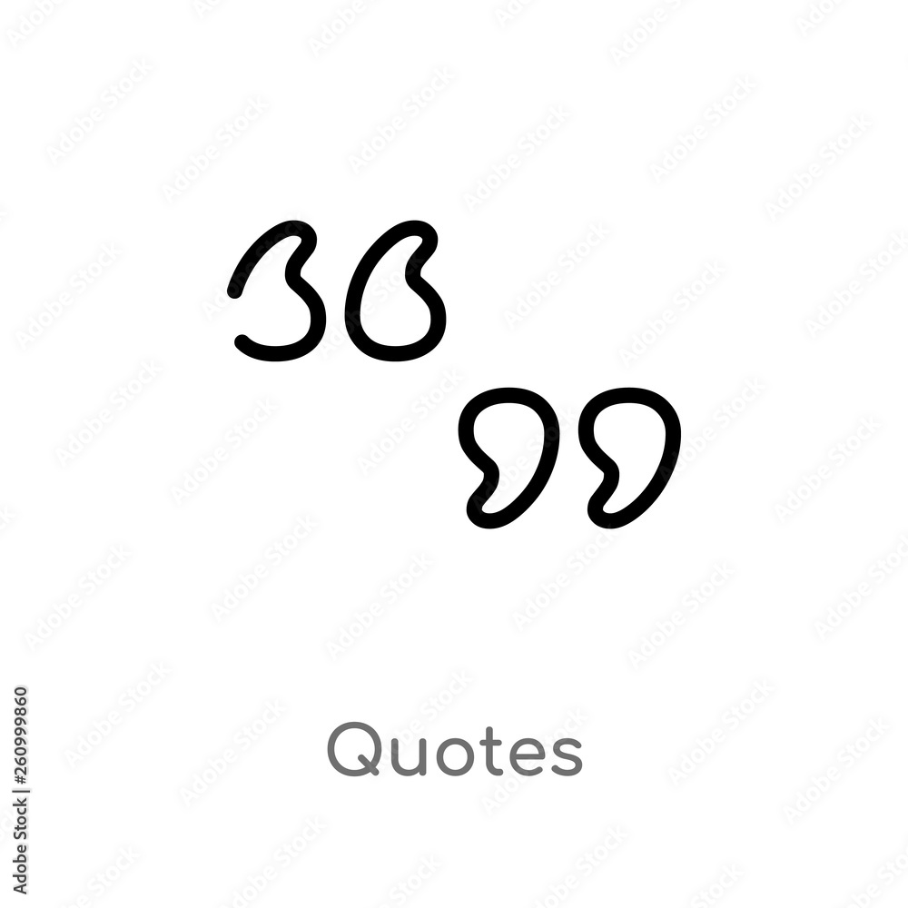 outline quotes vector icon. isolated black simple line element ...