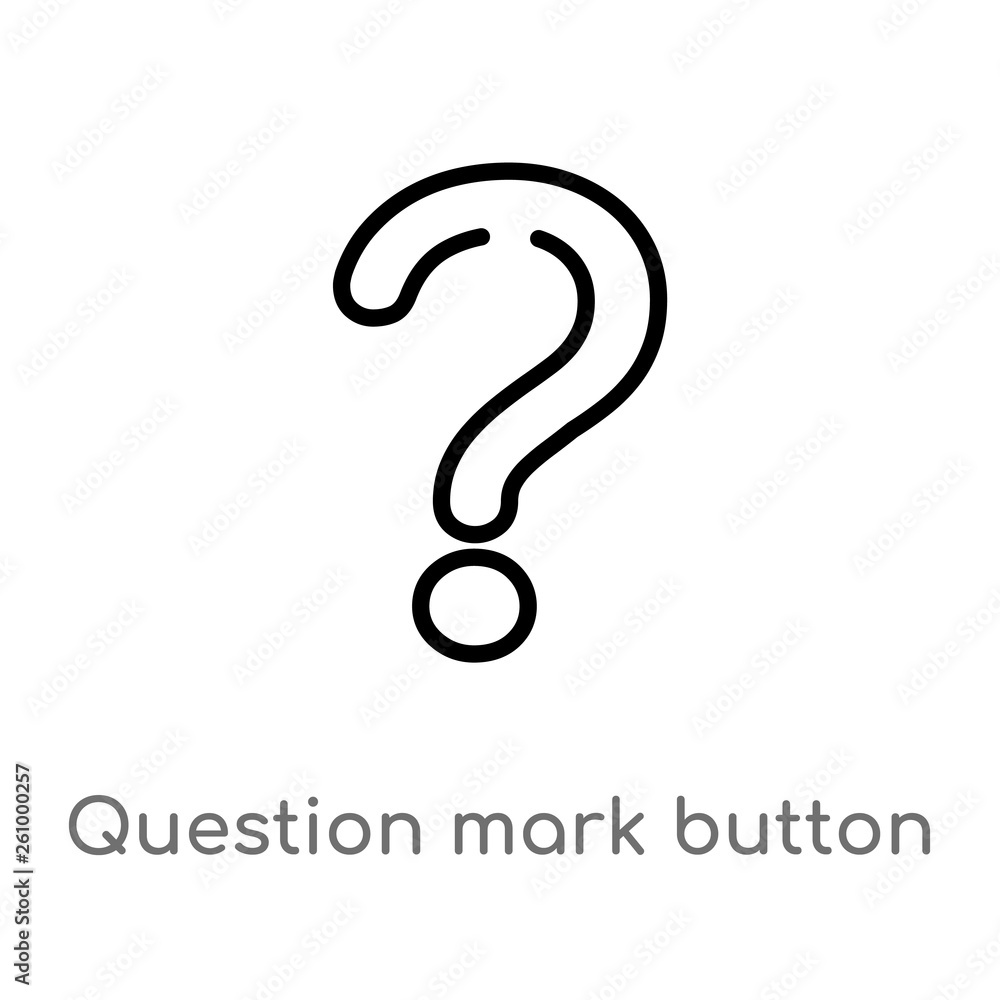 outline question mark button vector icon. isolated black simple line ...