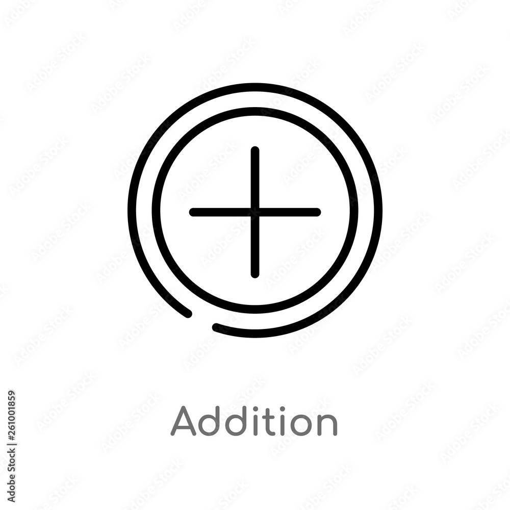 outline addition vector icon. isolated black simple line element ...