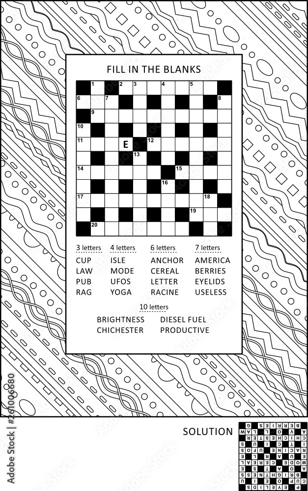 Puzzle and coloring activity page for grown-ups with criss-cross, or ...