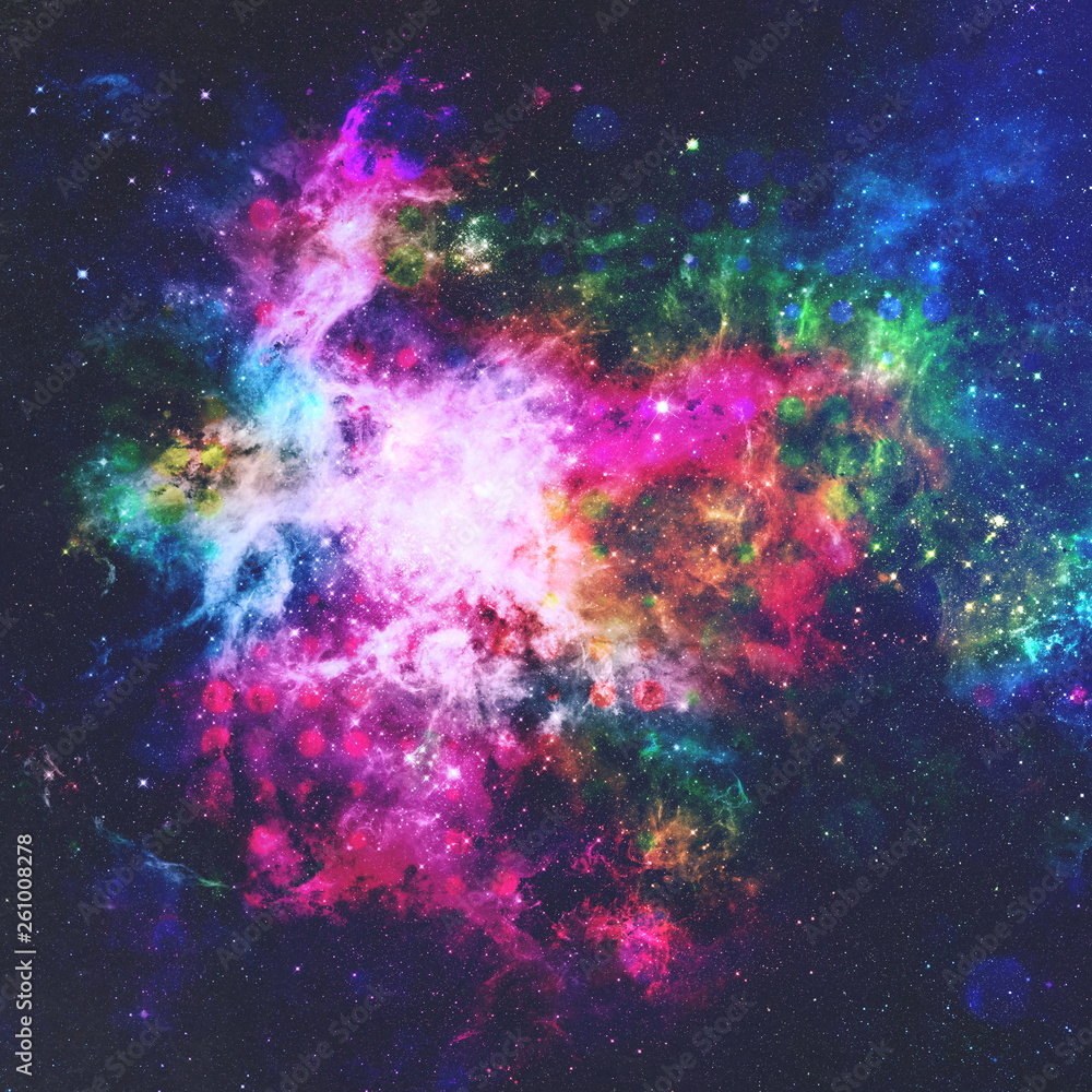 Abstract colorful space background. Stars of a planet and galaxy in ...