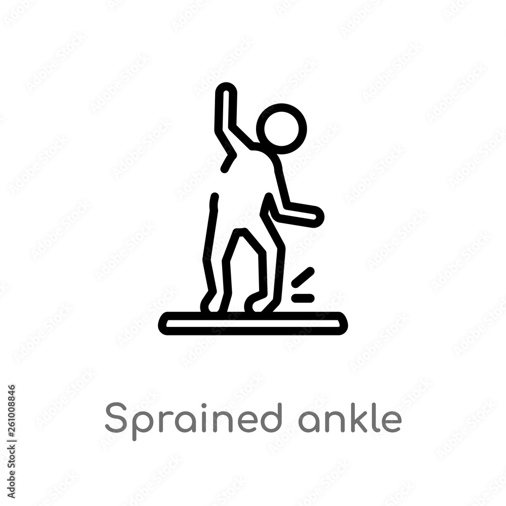 outline sprained ankle vector icon. isolated black simple line element ...