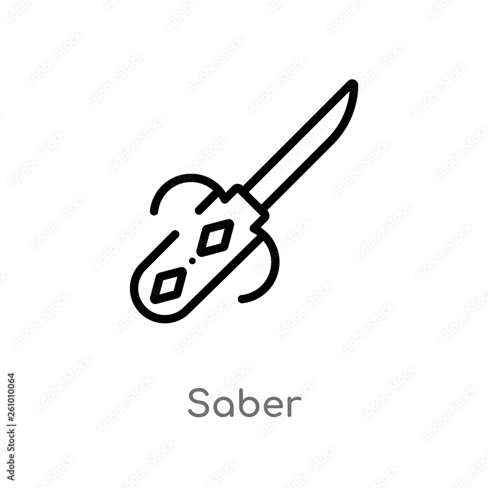outline saber vector icon. isolated black simple line element ...