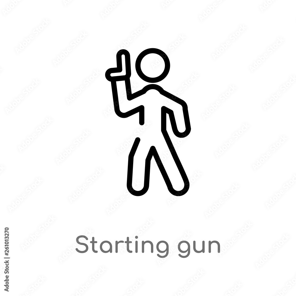 outline starting gun vector icon. isolated black simple line element ...