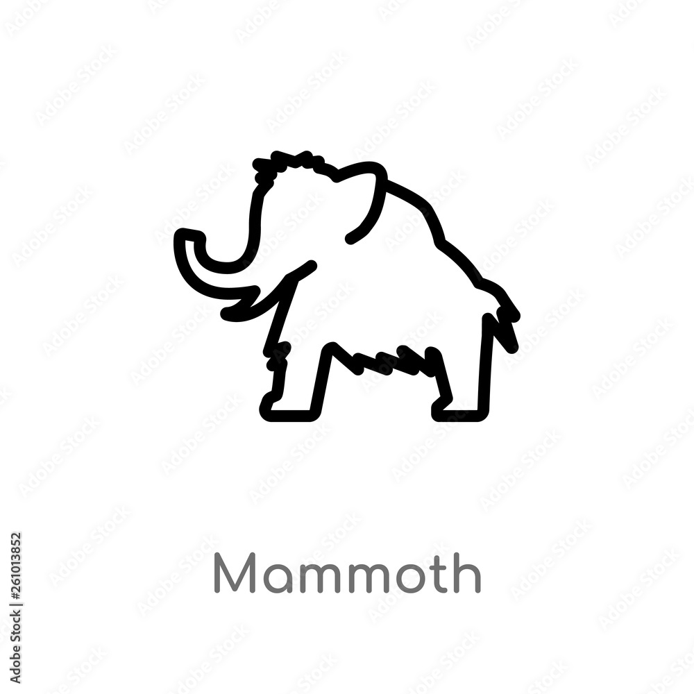 outline mammoth vector icon. isolated black simple line element ...