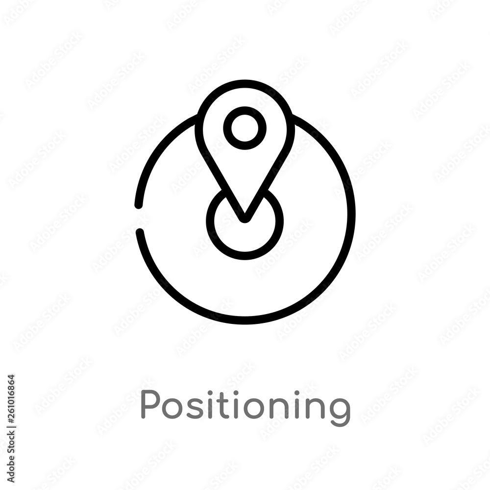 outline positioning vector icon. isolated black simple line element ...